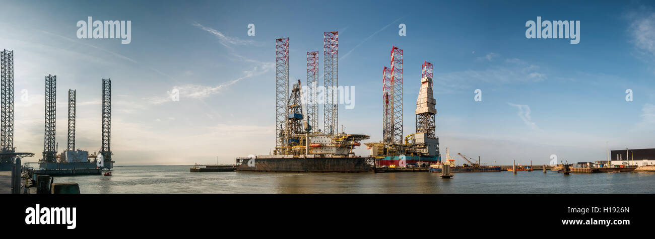 Oil rigs in Esbjerg harbor in Denmark Stock Photo - Alamy