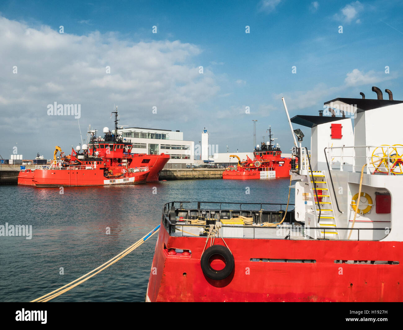 Oil supply ships in Esbjerg harbor, Denmark Stock Photo - Alamy