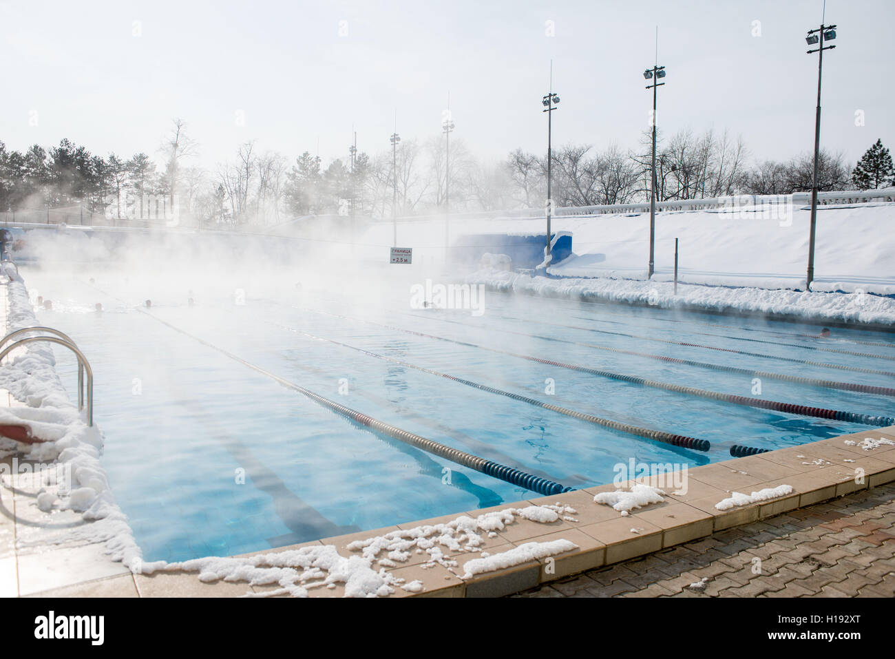 sports outdoor pool in winter Stock Photo - Alamy