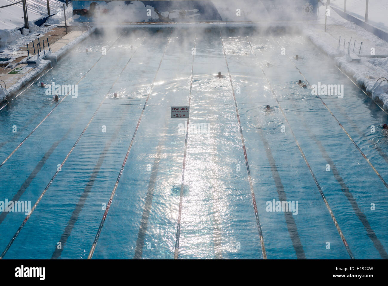 sports outdoor pool in winter Stock Photo - Alamy