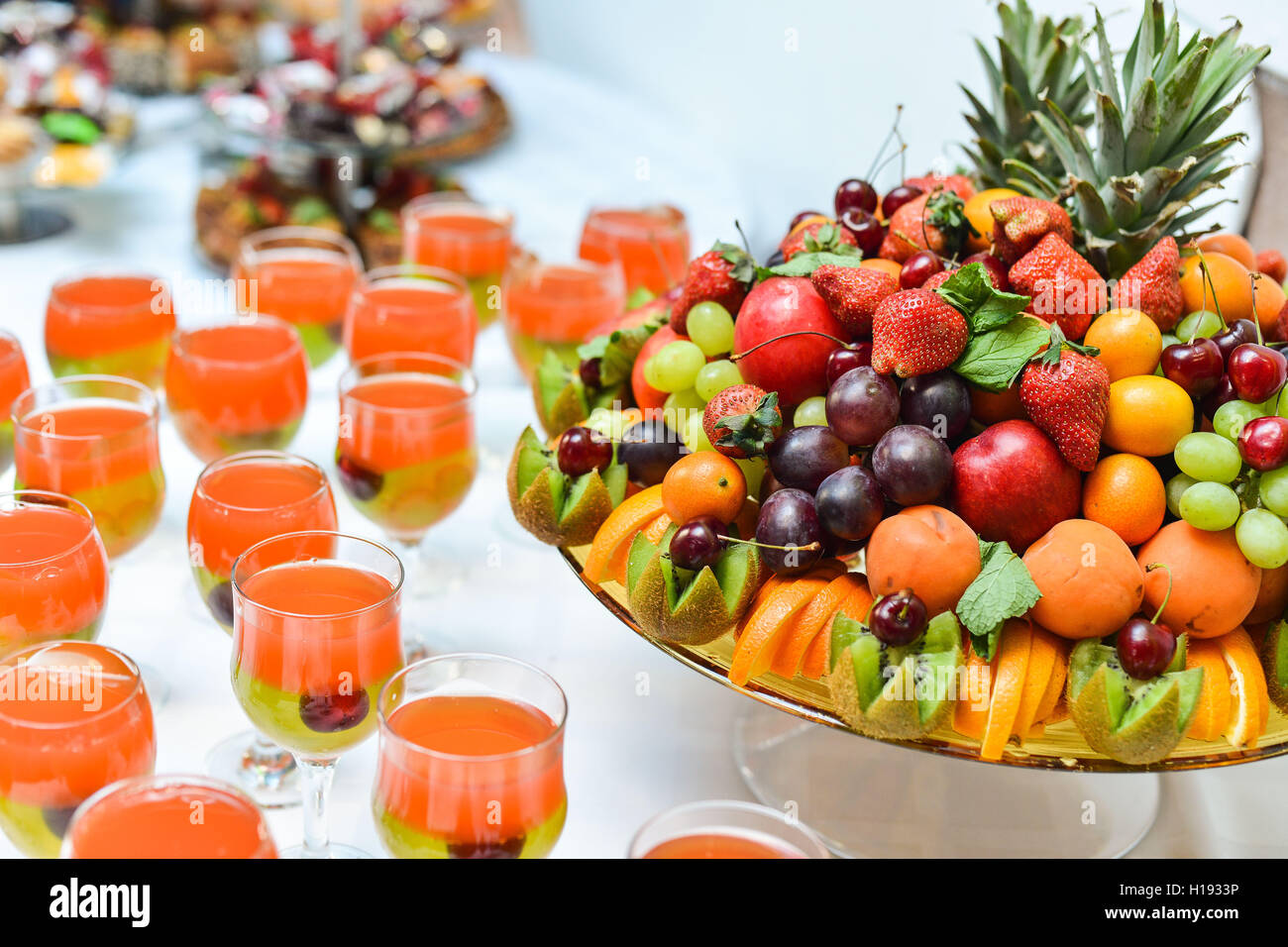 Exotic Fruit Dish with Mint Jelly Stock Photo - Alamy