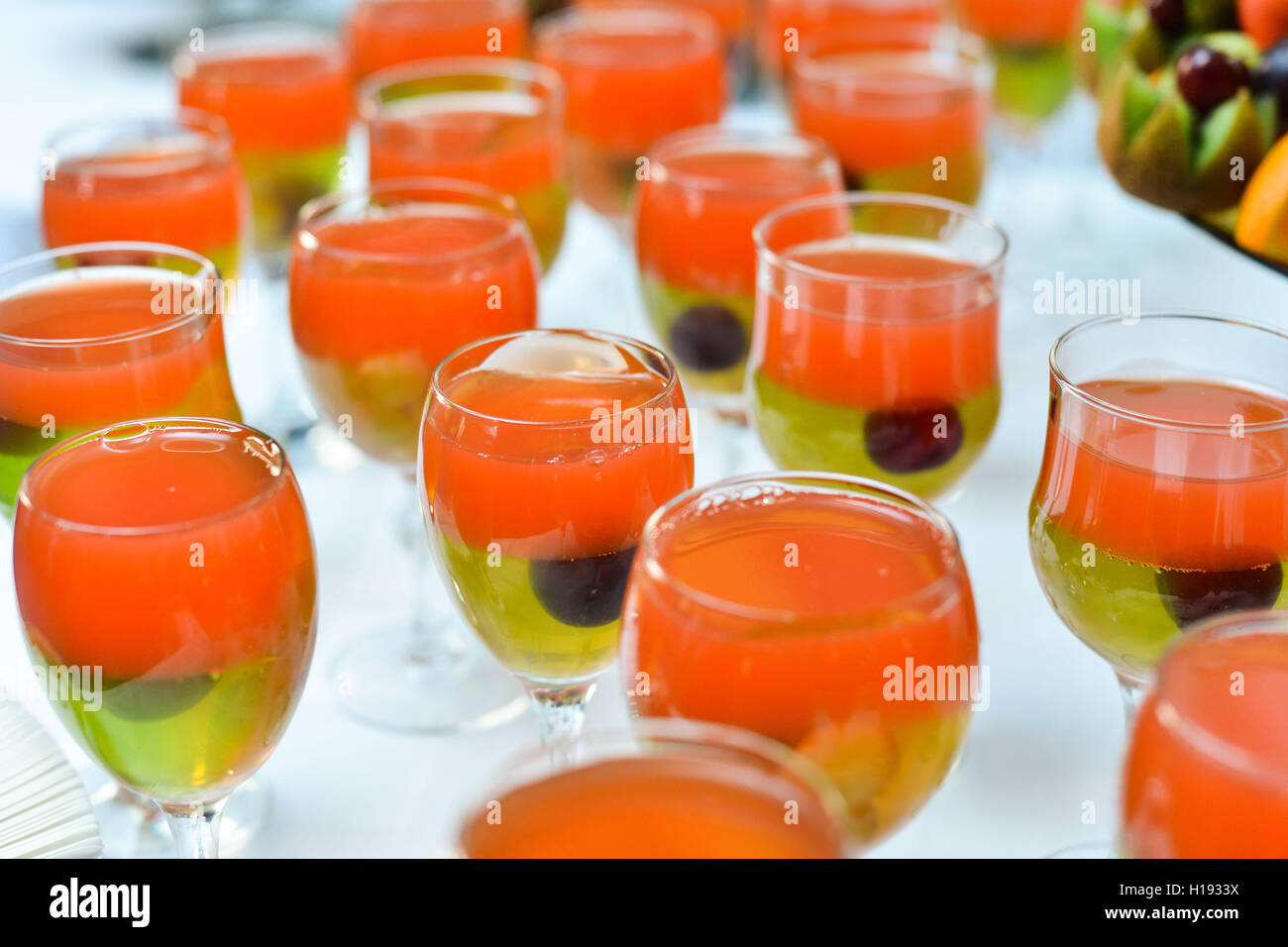 Exotic Fruit Dish with Mint Jelly Stock Photo - Alamy