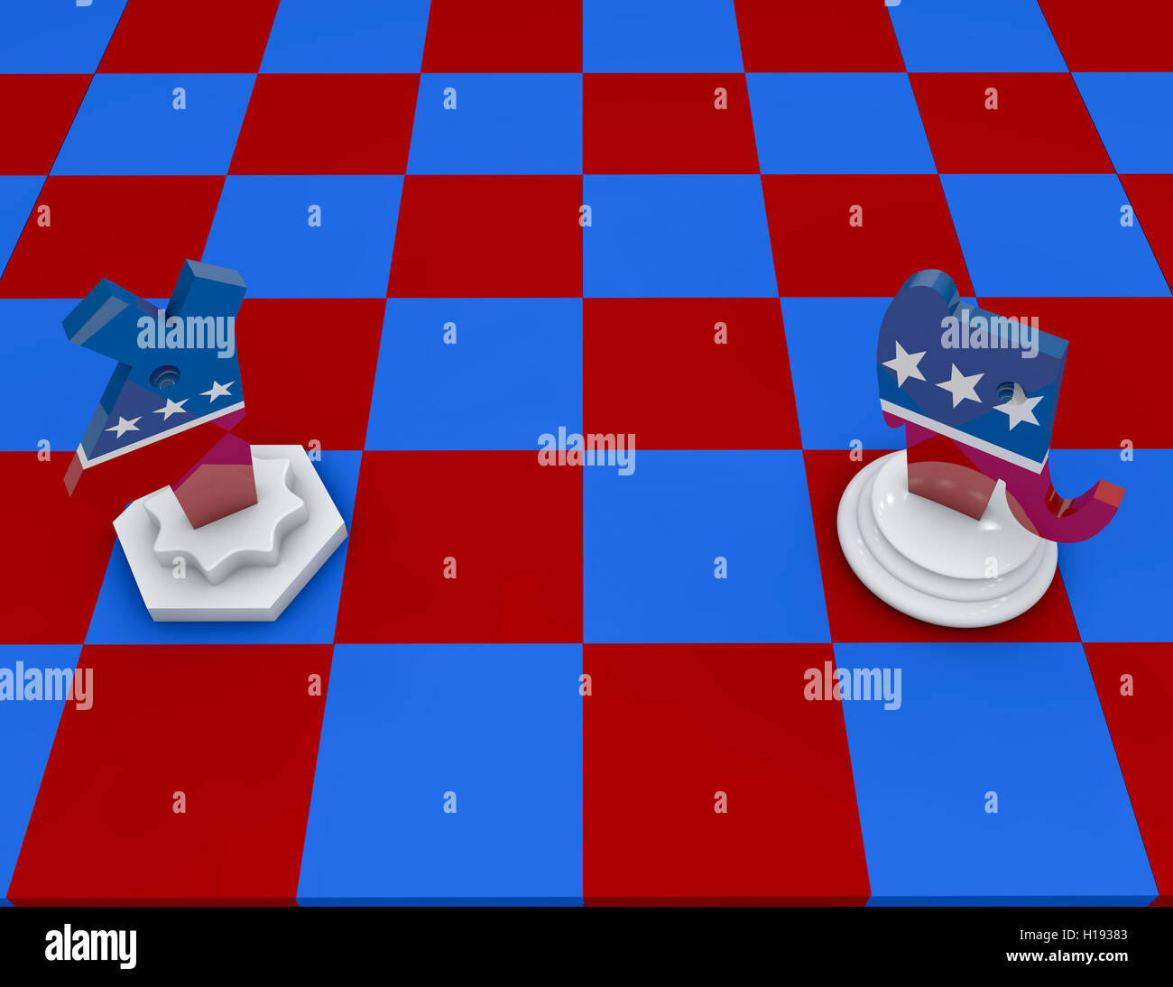 Republican and democratic symbol in the shape of chess piece, US ...