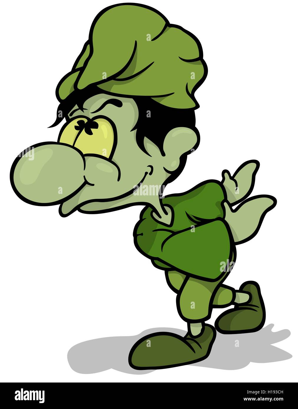 Green Dwarf with Yellow Eyes Stock Vector Image & Art - Alamy