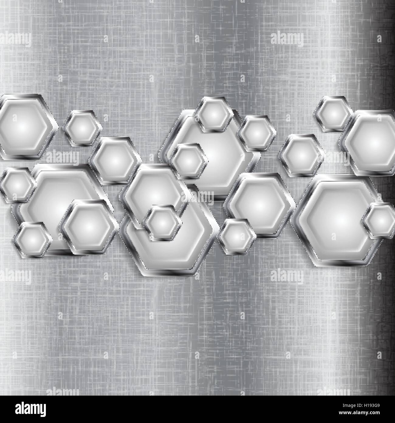 Abstract tech grey background with metal hexagons. Vector graphic ...
