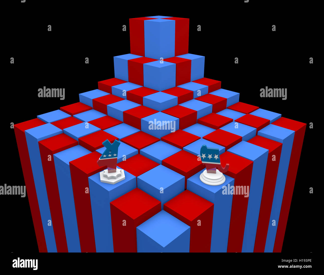 Republican and democratic symbol in the shape of chess piece, US ...