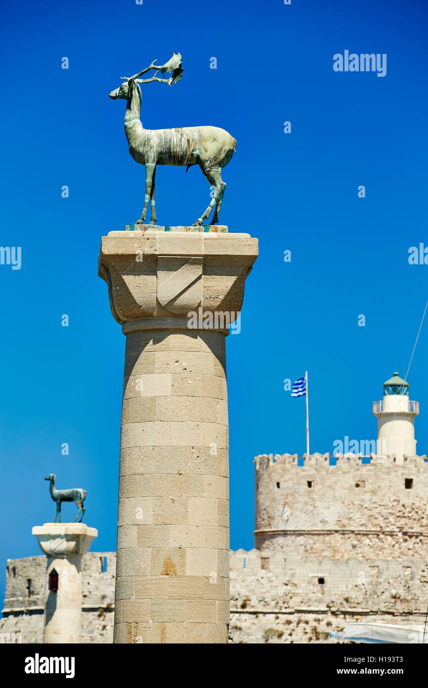 Rhodian Deer Statues, Rhodes Harbour, Greece Stock Photo - Alamy
