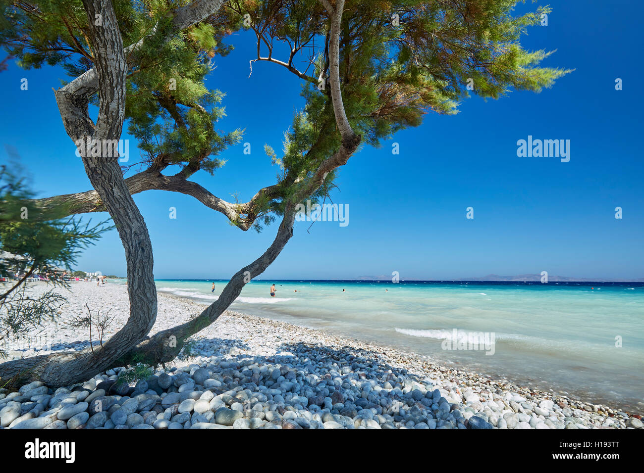 Beach scene Rhodes Greece Stock Photo - Alamy