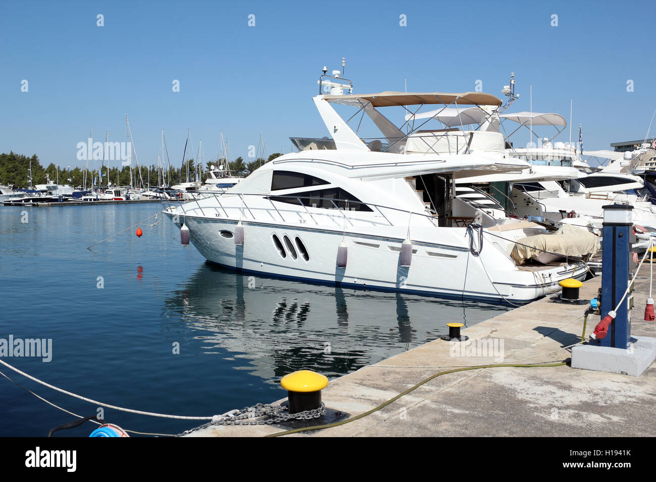 harbor with yacht summer vacation scene Stock Photo - Alamy