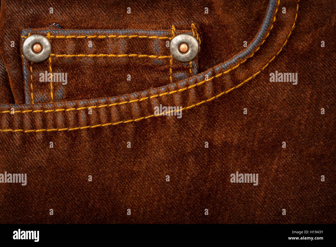 Brown jeans texture with a pocket Stock Photo - Alamy