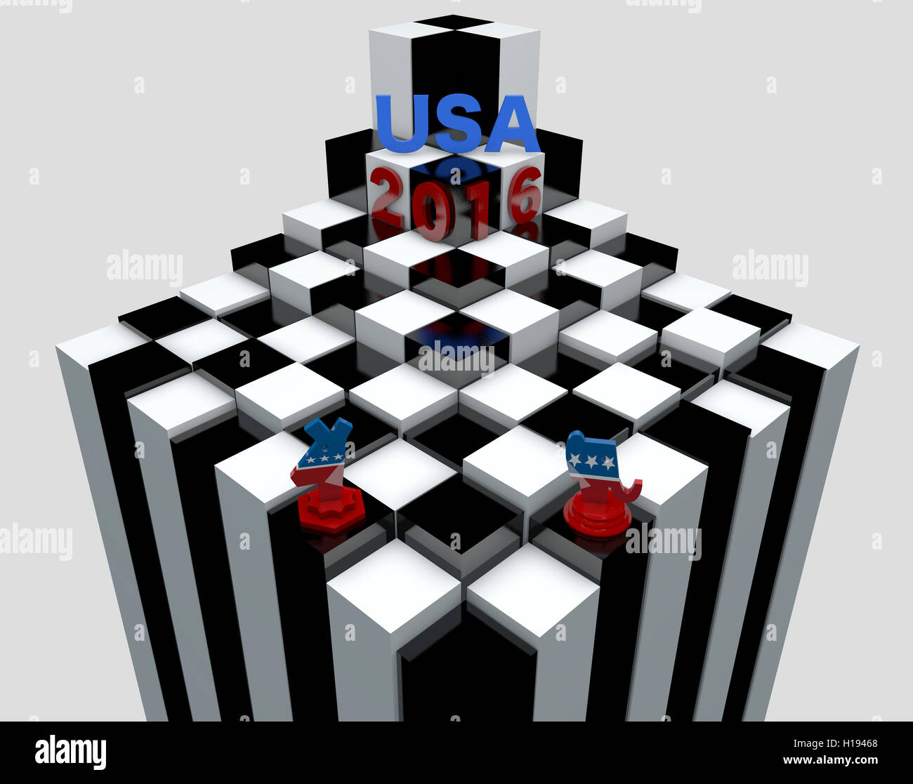 Republican and democratic symbol in the shape of chess piece, US ...