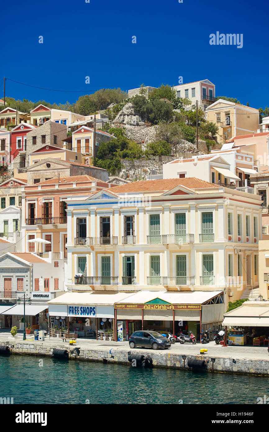 Symi harbour, Rhodes Stock Photo - Alamy