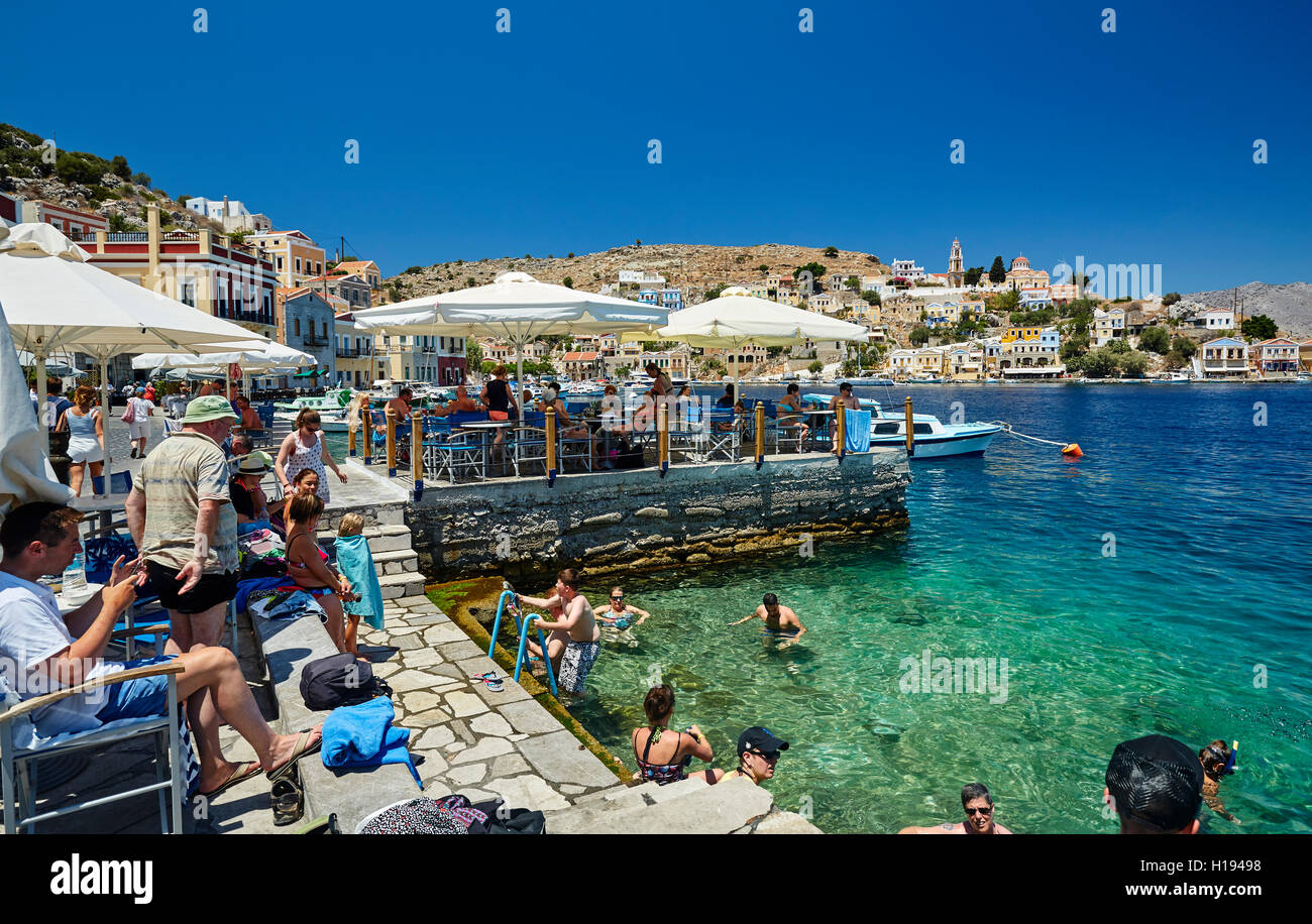 Symi harbour, Rhodes Stock Photo - Alamy