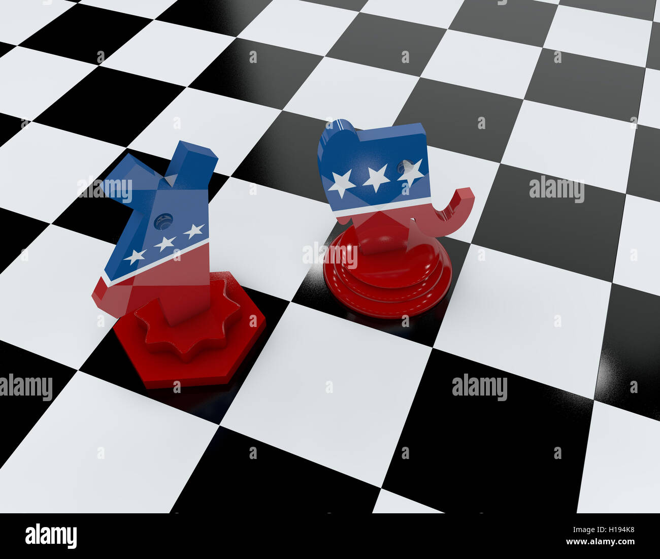 Republican and democratic symbol in the shape of chess piece, US ...