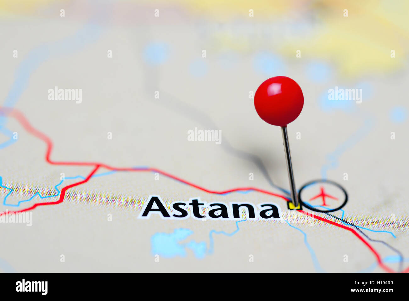 Astana pinned on a map of Kazakhstan Stock Photo - Alamy