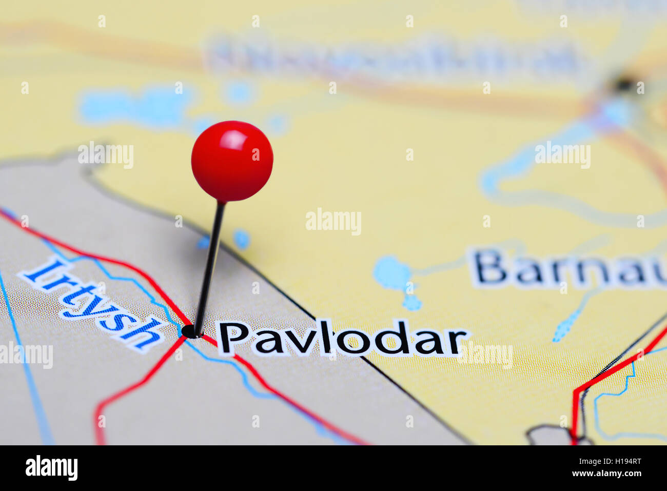 Pavlodar pinned on a map of Kazakhstan Stock Photo - Alamy