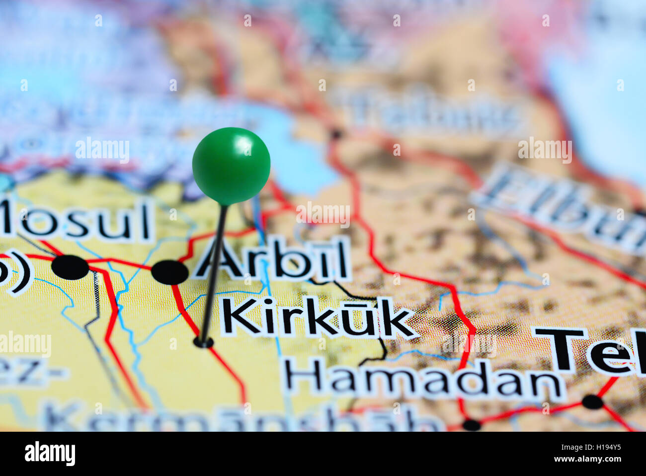Kirkuk pinned on a map of Iraq Stock Photo - Alamy