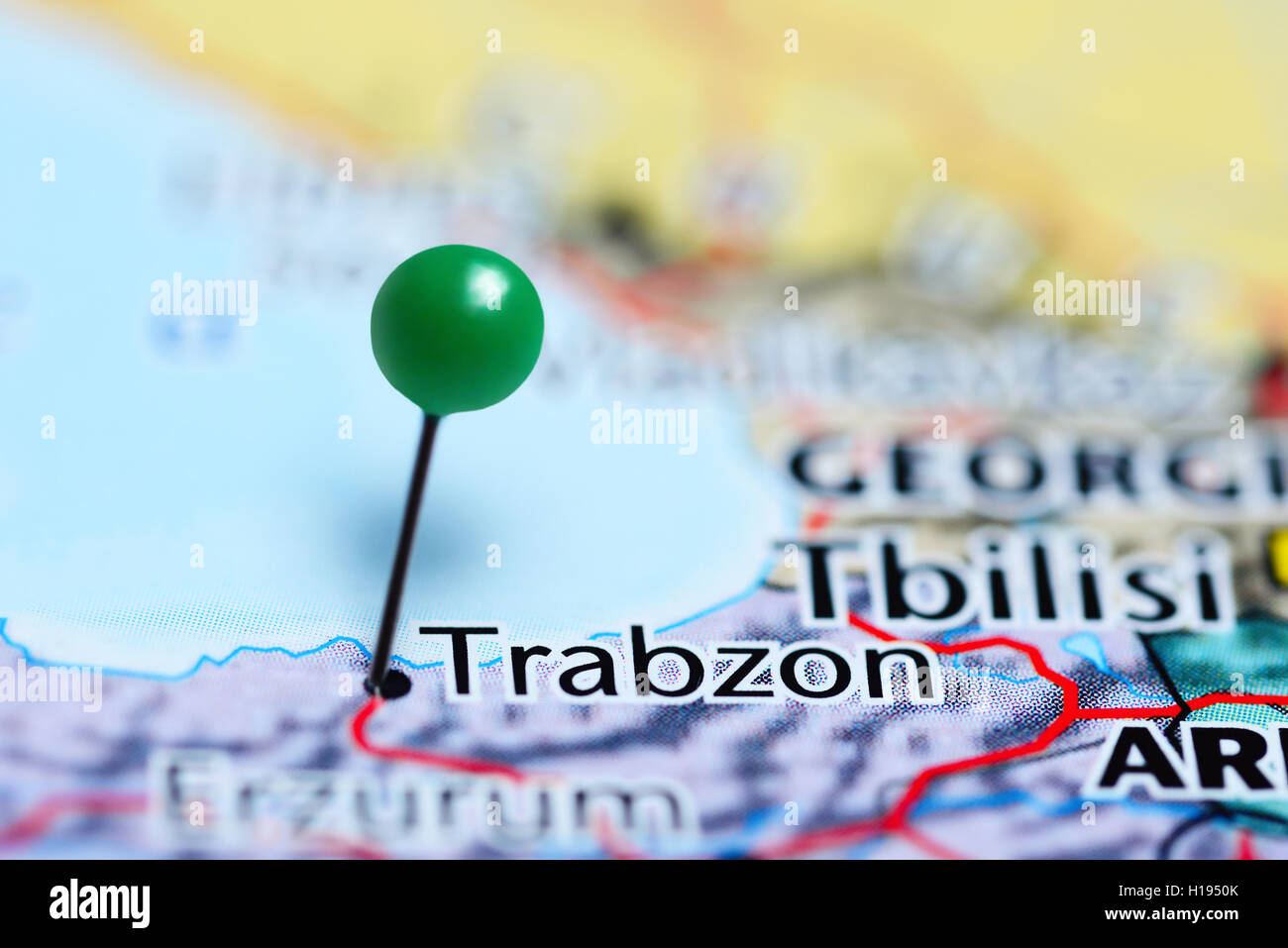 Trabzon pinned on a map of Turkey Stock Photo - Alamy