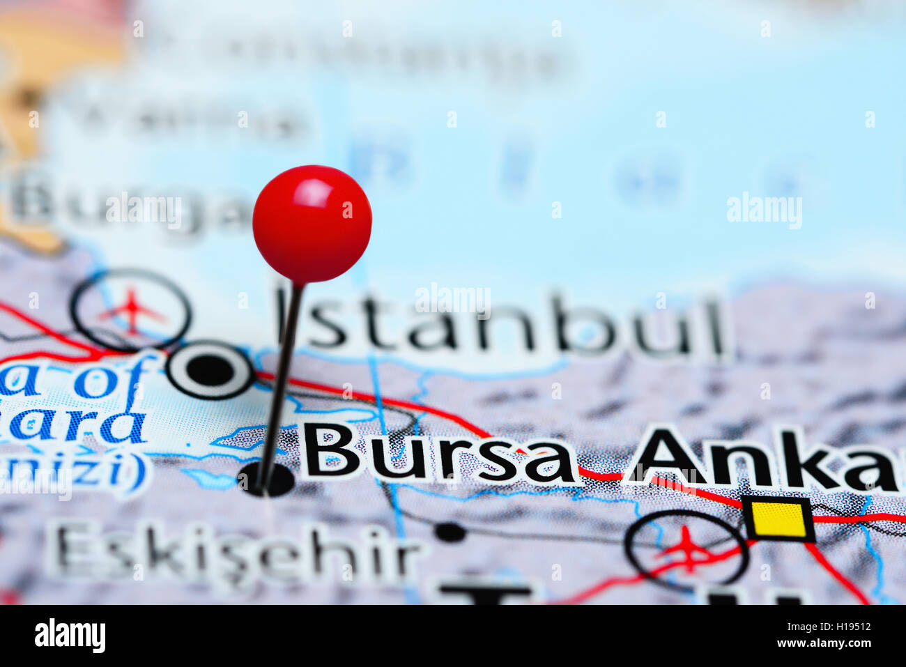 Bursa pinned on a map of Turkey Stock Photo - Alamy