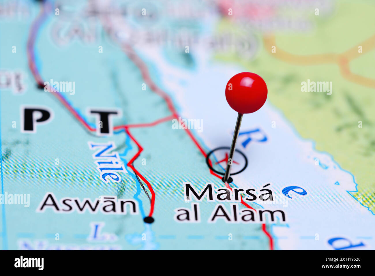 Marsa al Alam pinned on a map of Egypt Stock Photo - Alamy