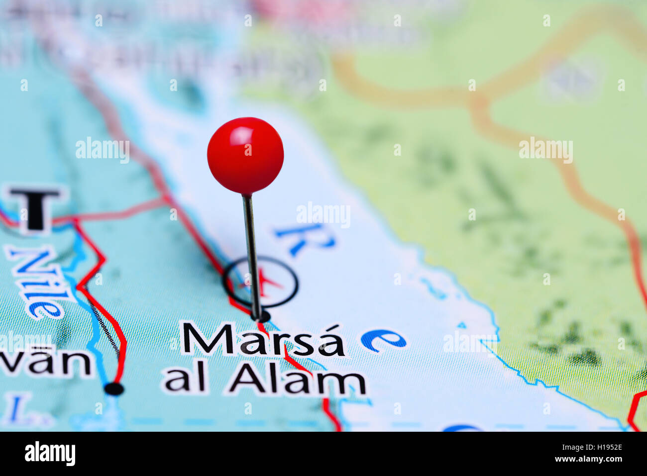 Marsa al Alam pinned on a map of Egypt Stock Photo - Alamy