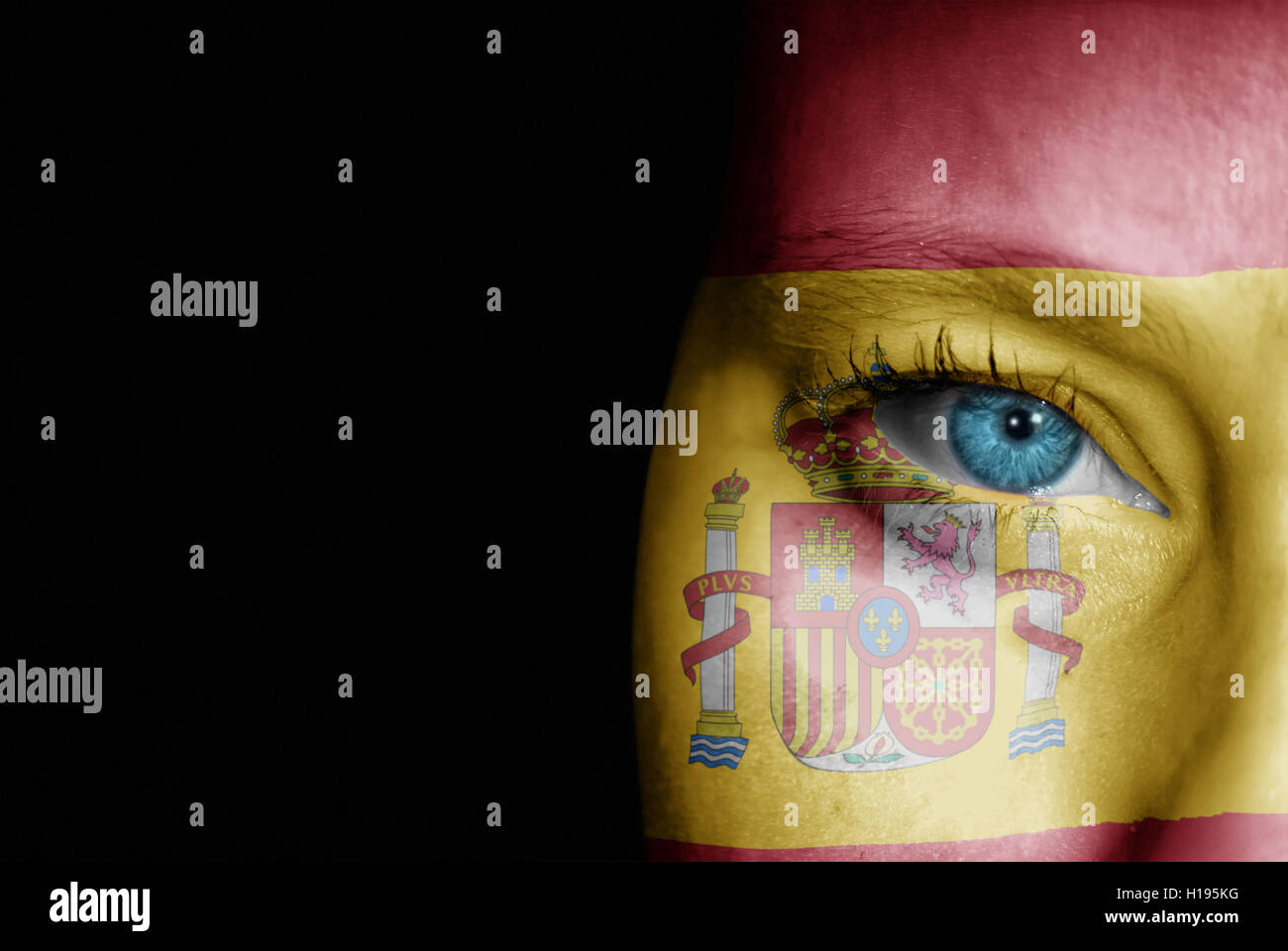 Human face painted with flag spanish hi-res stock photography and ...