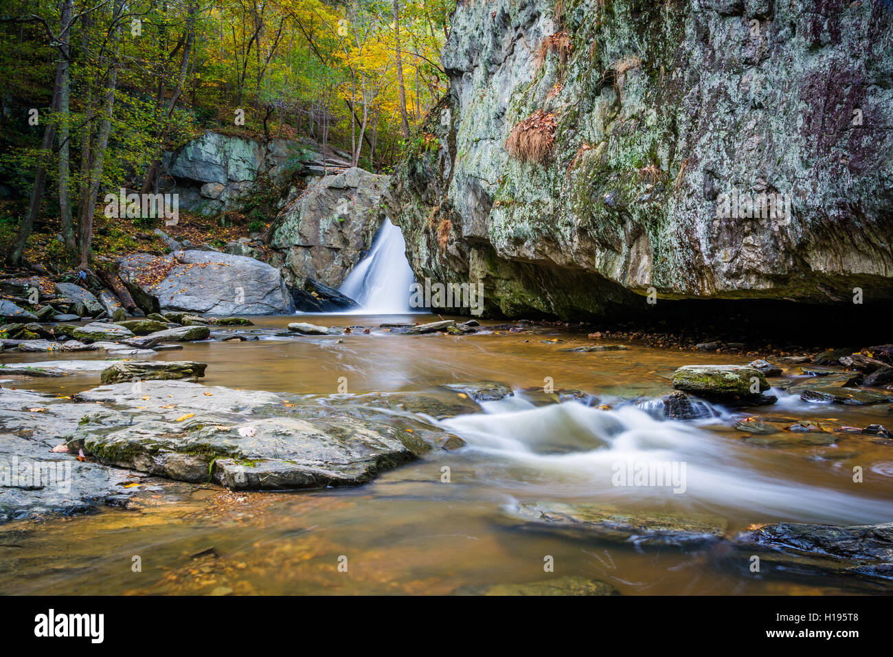 Early autumn color and Kilgore Falls, at Rocks State Park, Maryland ...