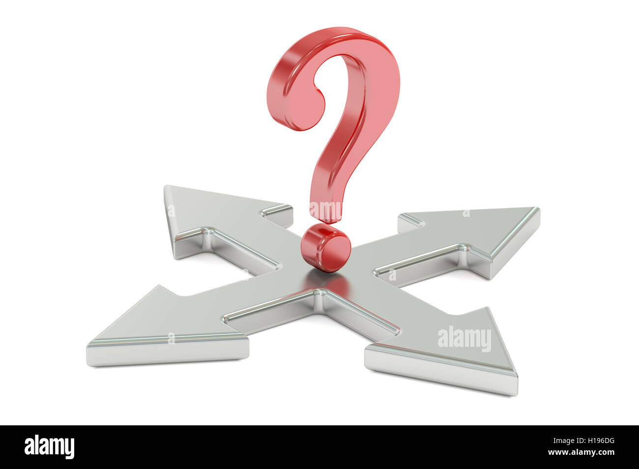 Choice concept with arrows and question mark, 3D rendering isolated on ...