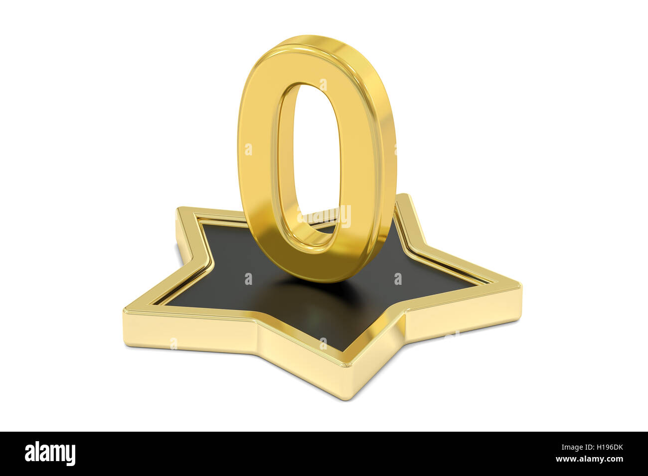3D golden number 0 on star podium, 3D rendering isolated on white ...