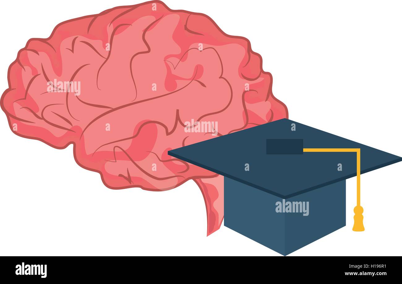 brain and graduation cap icon Stock Vector Image & Art - Alamy