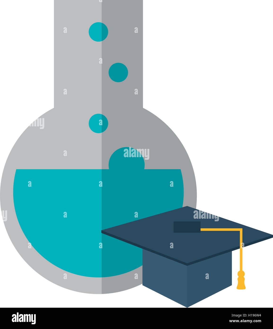 round bottom chemistry flask and graduation cap icon Stock Vector Image ...