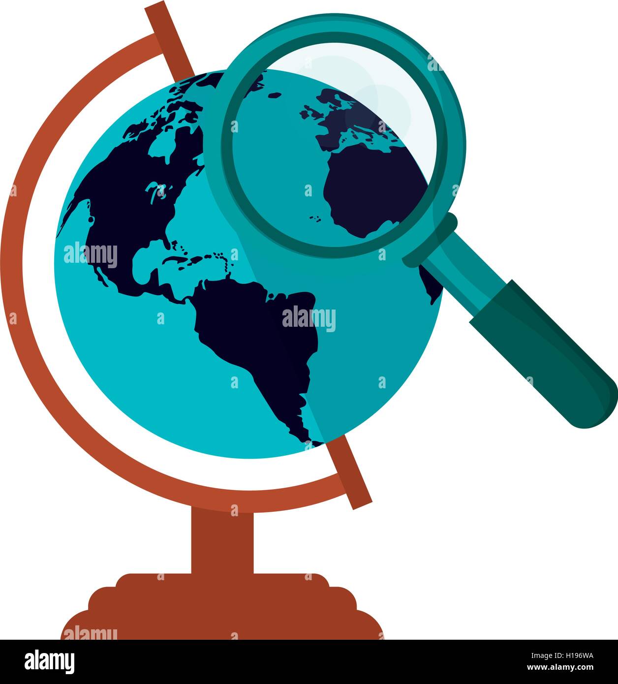 earth globe and magnifying glass icon Stock Vector Image & Art - Alamy