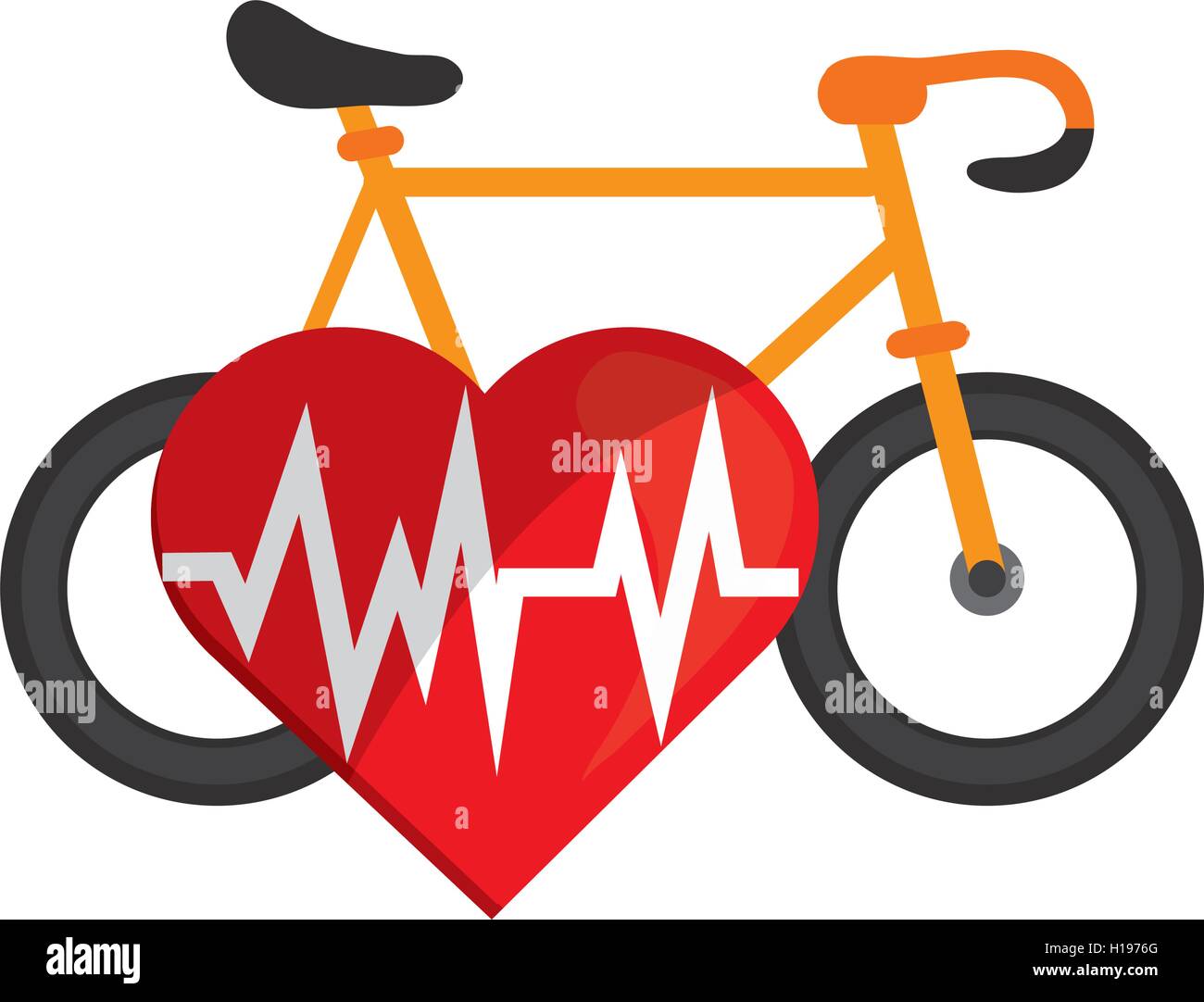 bike and heart cardiogram icon Stock Vector Image & Art - Alamy