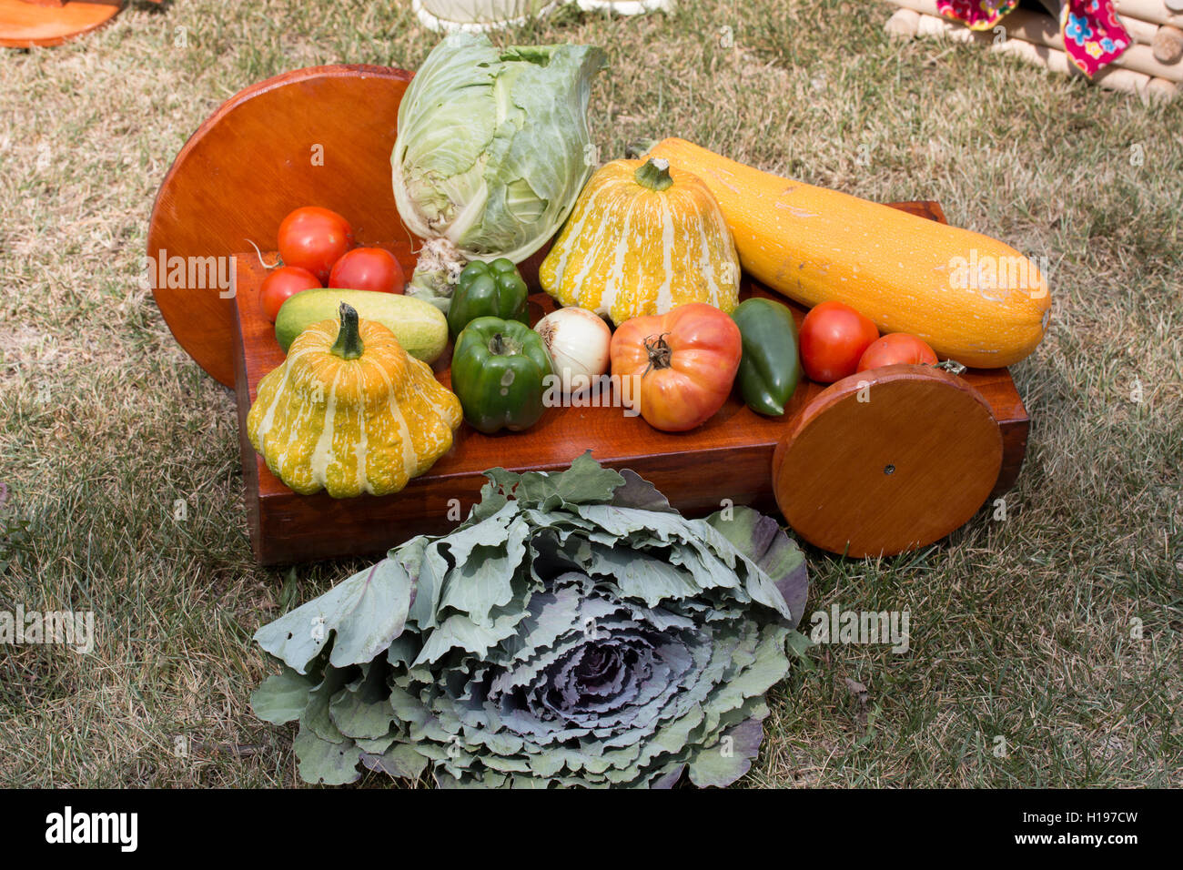 a fresh crop of vegetables lay in a heap on the trolley Stock Photo - Alamy