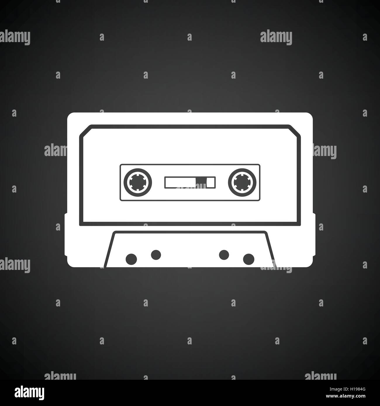 Audio cassette icon. Black background with white. Vector illustration ...