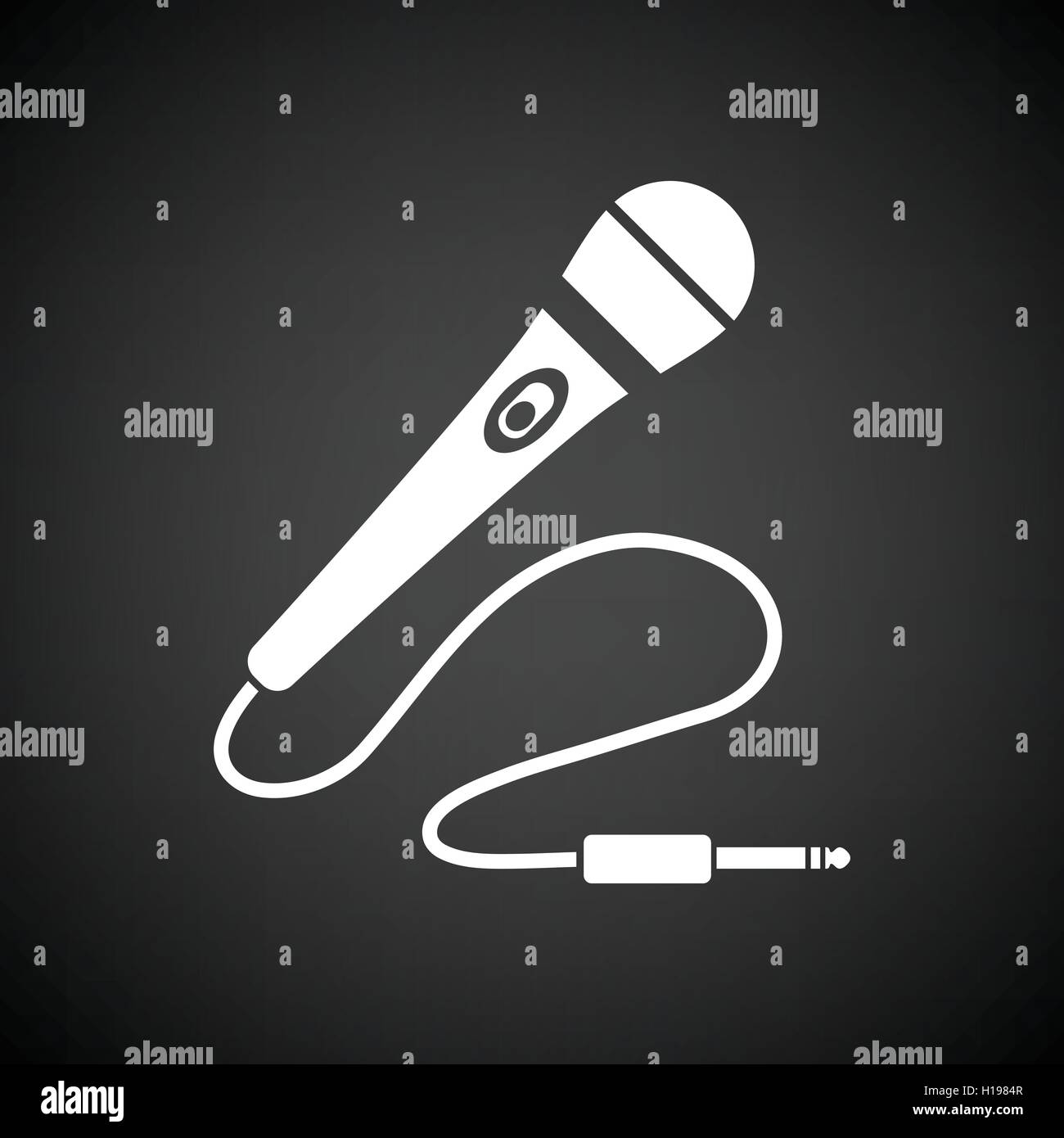 Karaoke microphone icon. Black background with white. Vector ...