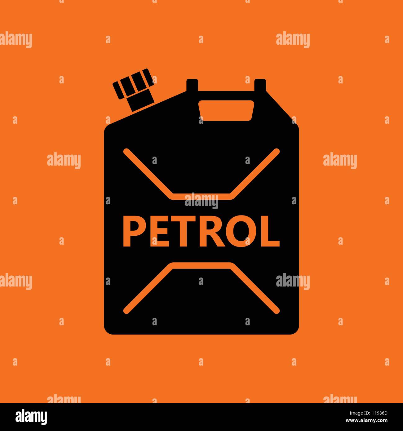 Fuel canister icon. Orange background with black. Vector illustration ...