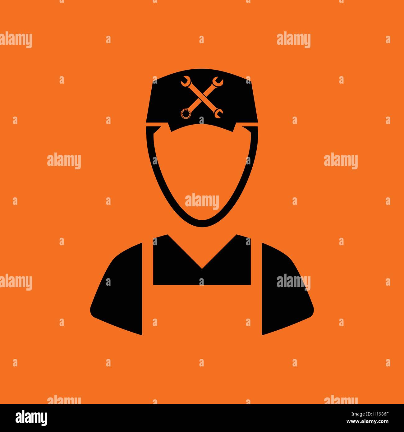 Car mechanic icon. Orange background with black. Vector illustration ...
