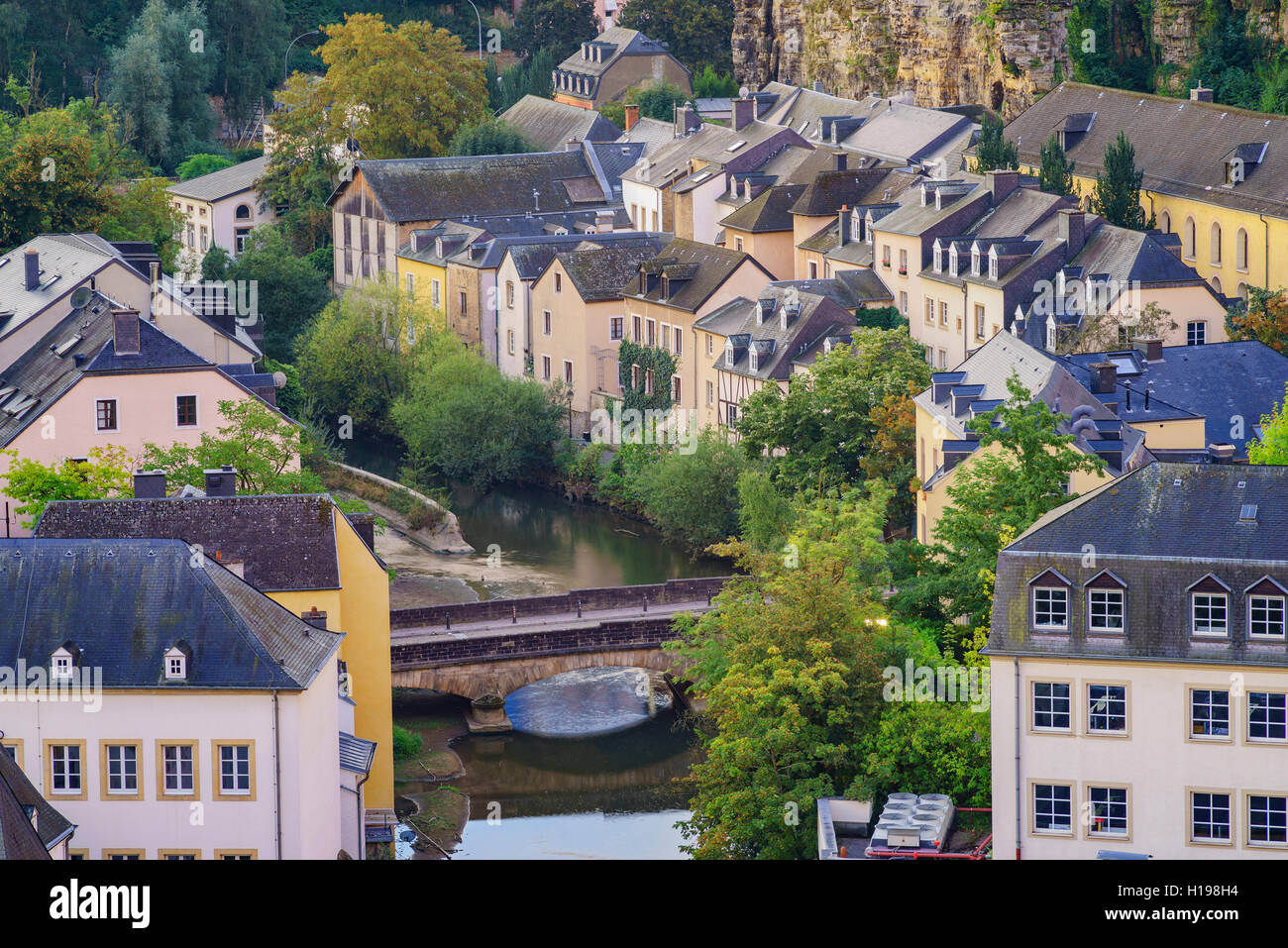 The historical beautiful and superb view of the Grund, Luxembourg Stock ...