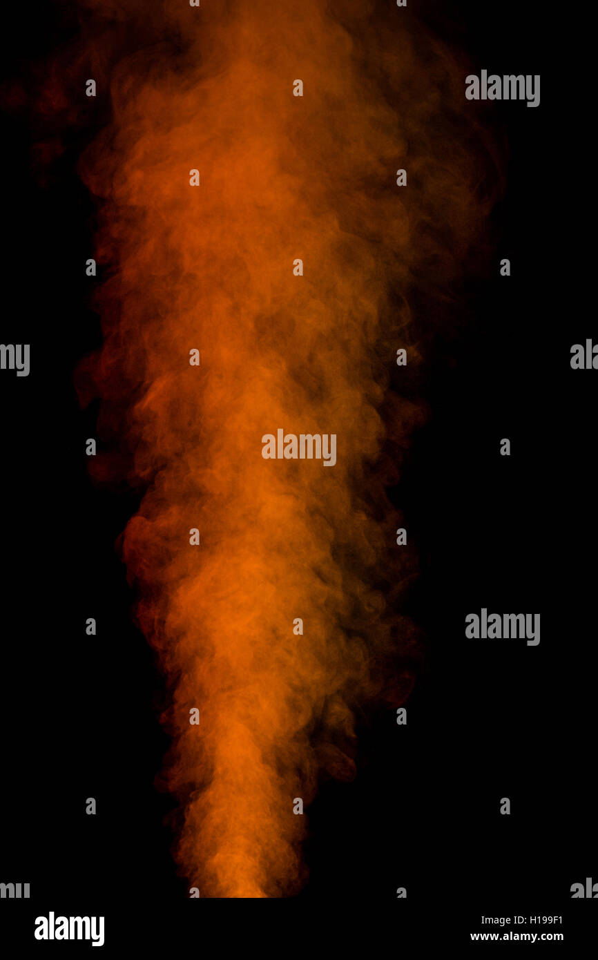 Abstract red yellow water vapor on a black background. Texture. Design ...