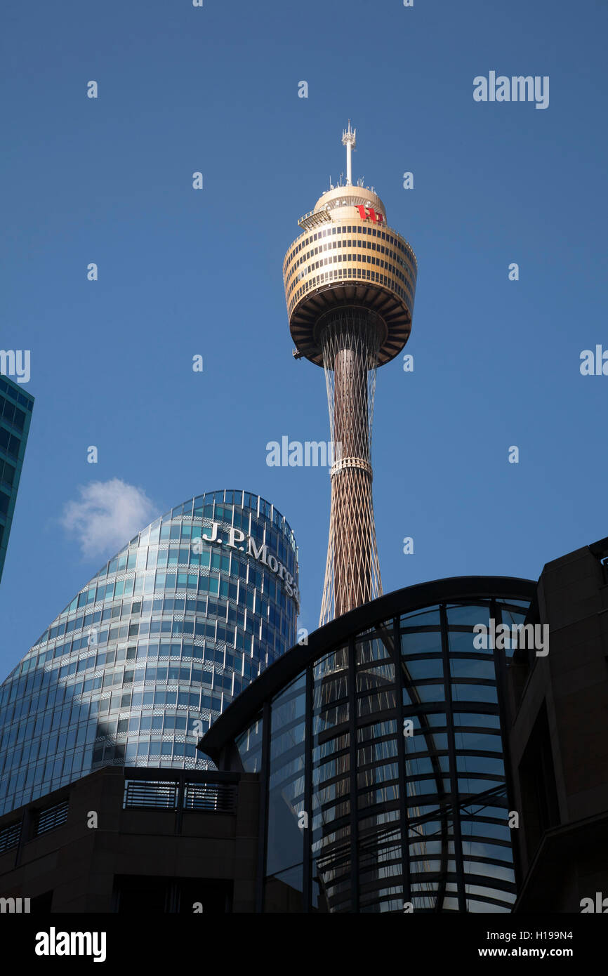 Sydney Tower part of the Westfield shopping complex on Pitt Street ...