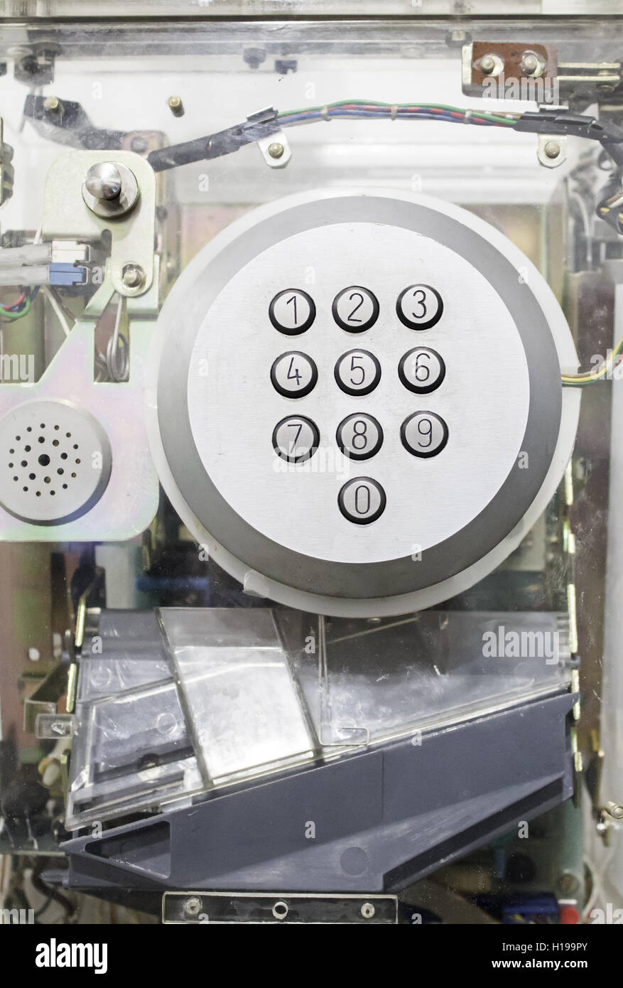 Metal old phone booth, communication Stock Photo - Alamy