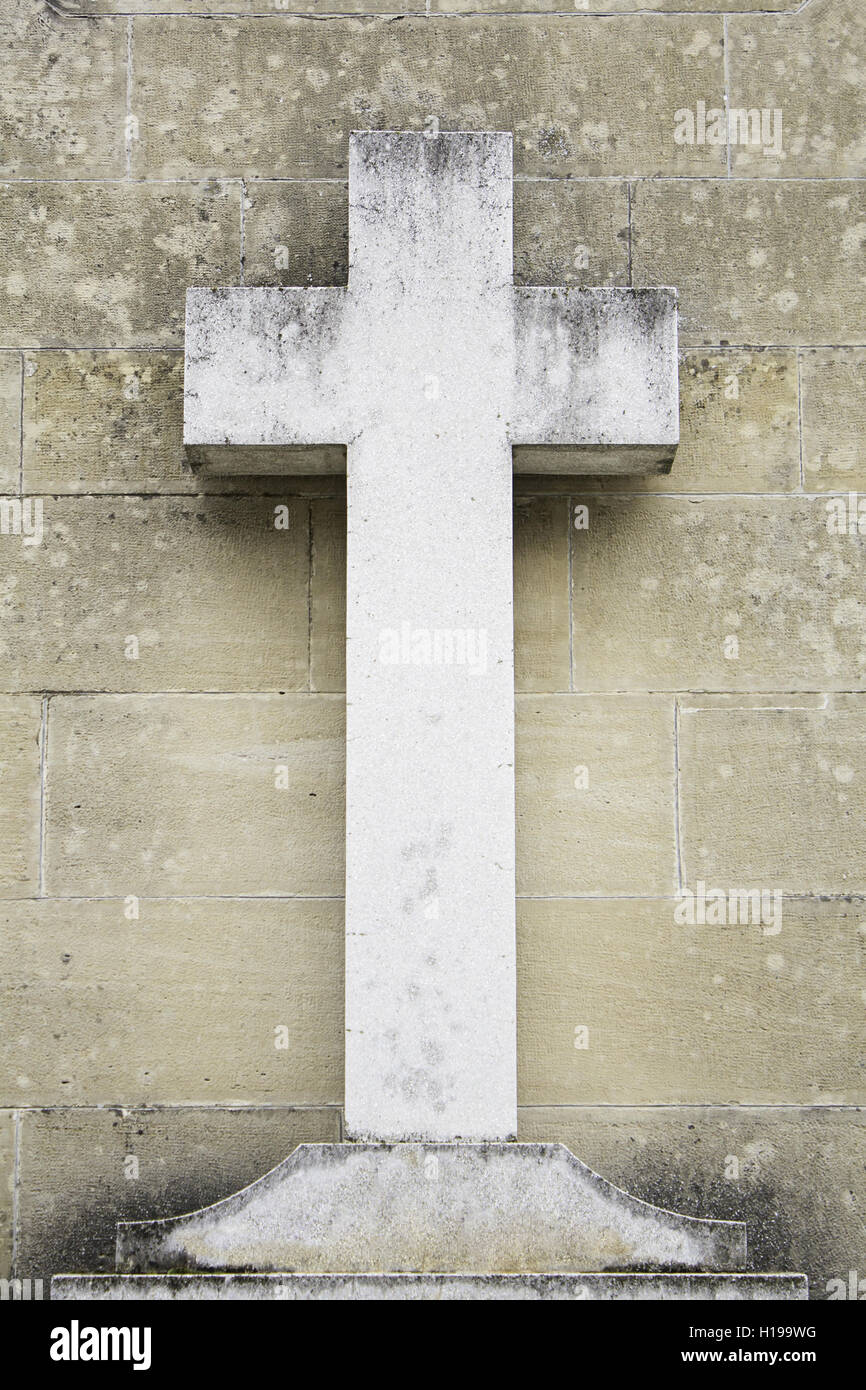 Cross cemetery marble aged, symbol Stock Photo - Alamy
