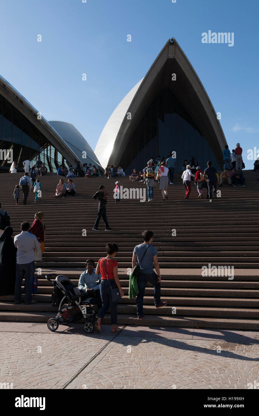Tourists on the steps of the Sydney Opera House Sydney Australia Stock ...