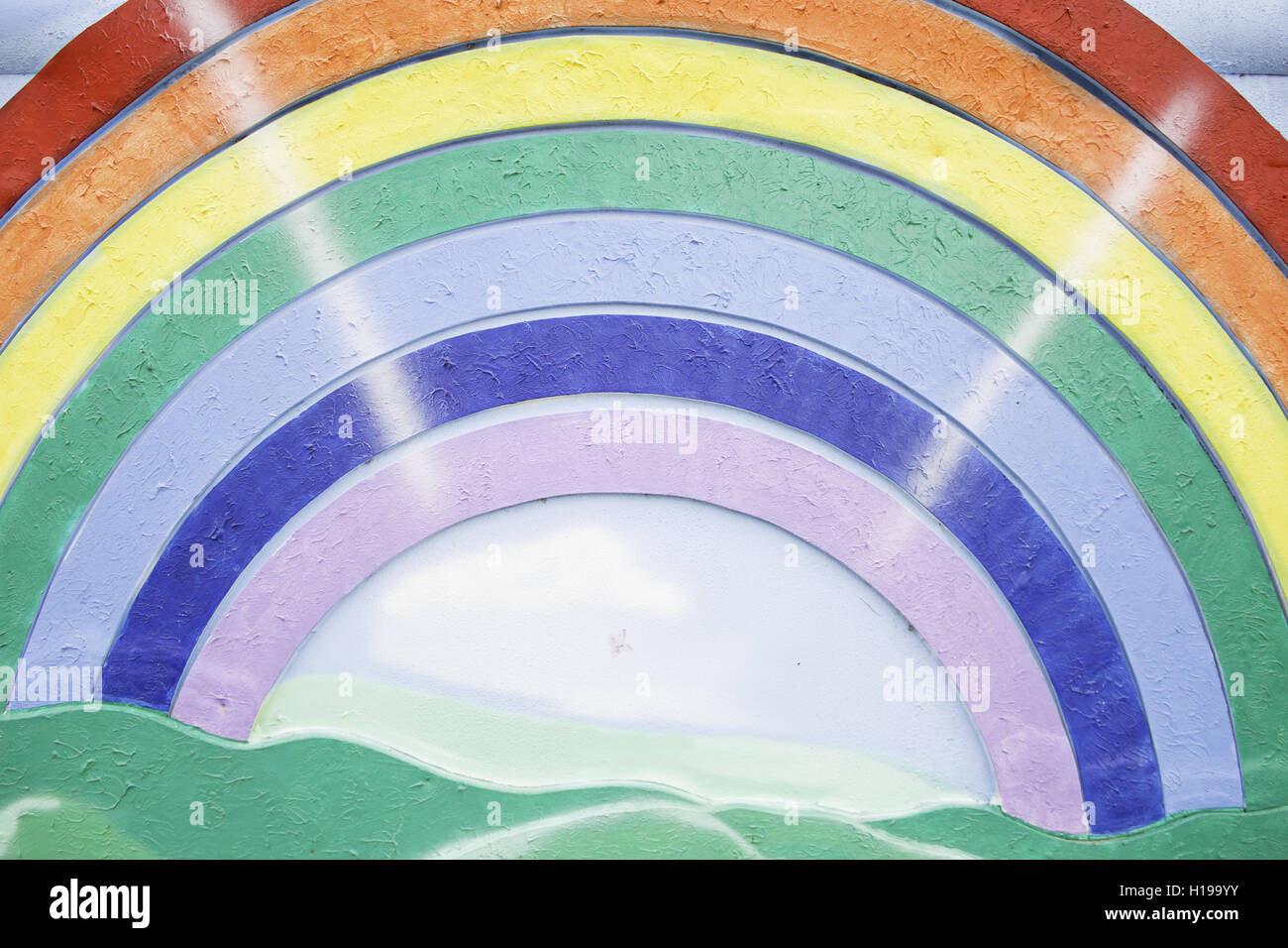 Rainbow in urban wall with landscape, nature Stock Photo - Alamy