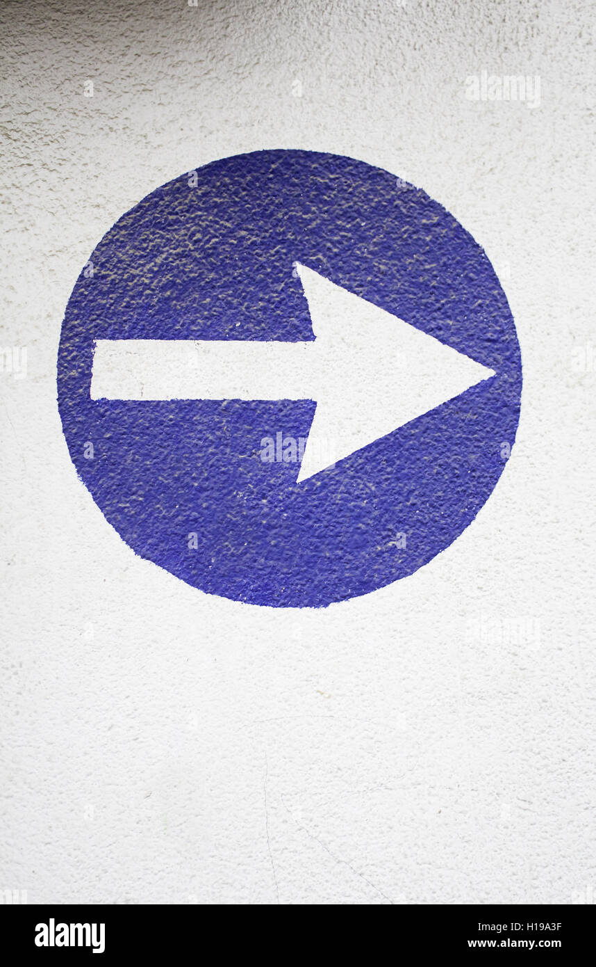 Signaling traffic in urban wall direction, transportation Stock Photo ...