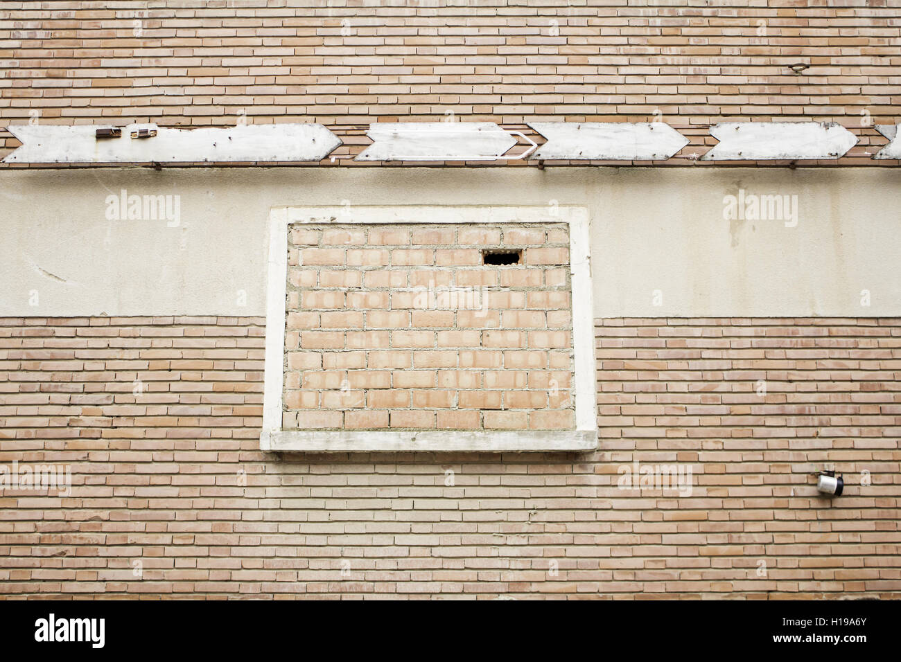 Bricked window in abandoned building, construction Stock Photo - Alamy