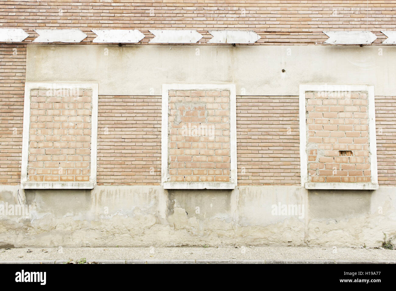 Bricked window in abandoned building, construction Stock Photo - Alamy