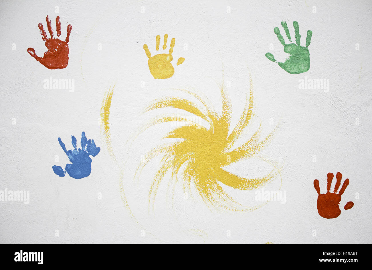 Hands urban wall colors, symbol Stock Photo - Alamy