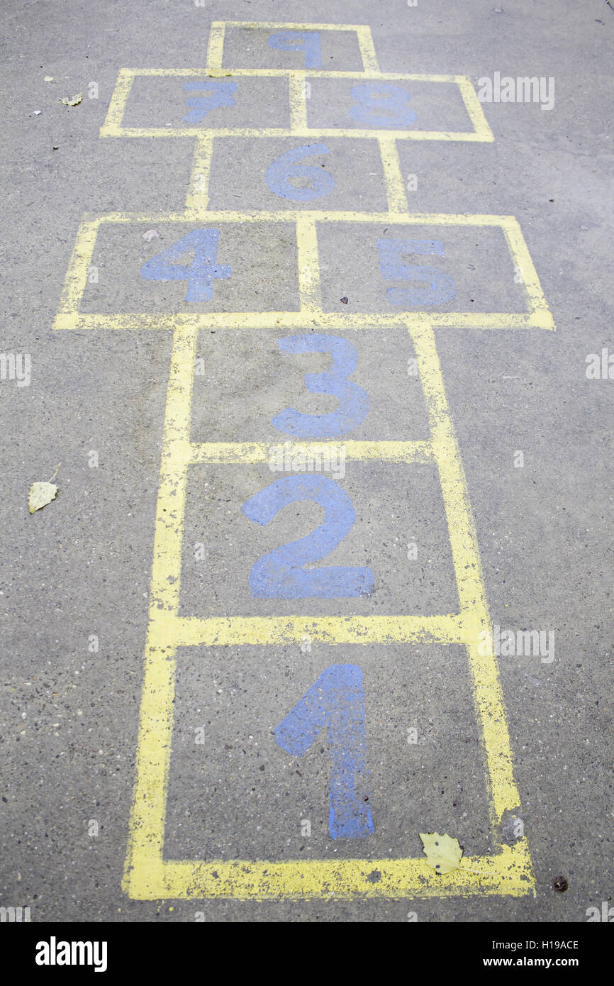 Play hopscotch playground, amusement and leisure Stock Photo - Alamy